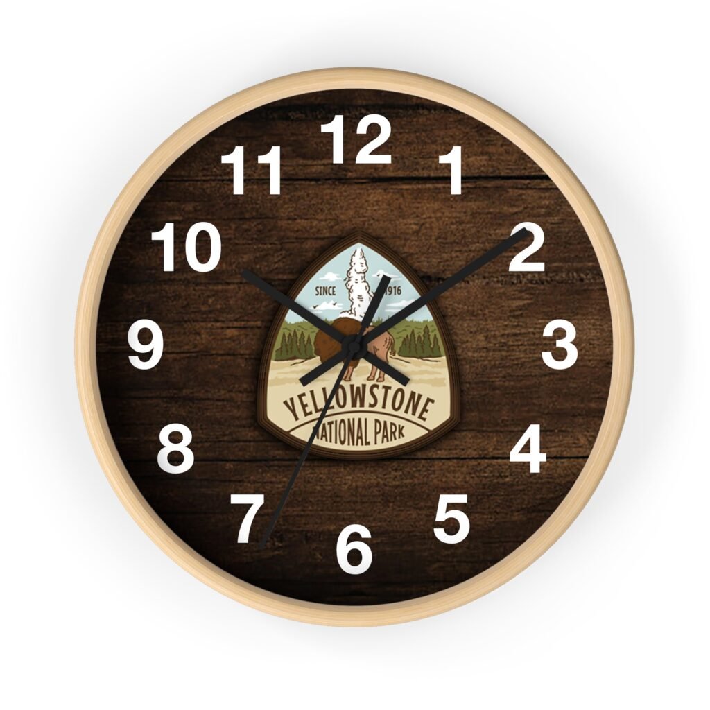 Yellowstone National Park Wall Clock - Montana Outdoors Store